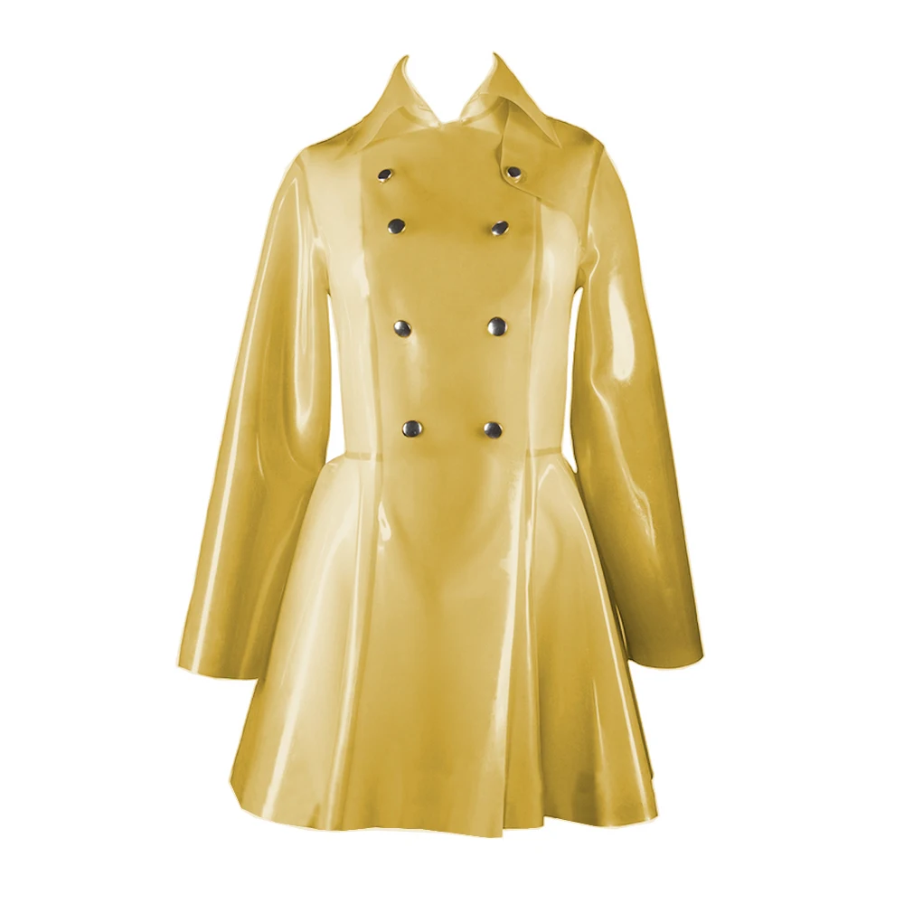 Clear PVC Plastic Trench Long Sleeve See-through Perspective Turn-down ...