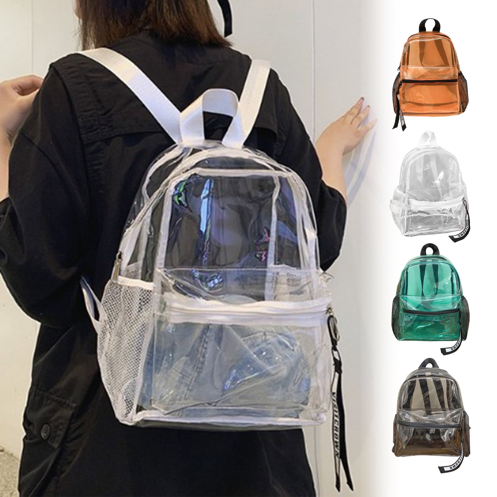 Clear PVC Waterproof Backpack - 29x26x15cm Transparent Travel Bag with ...