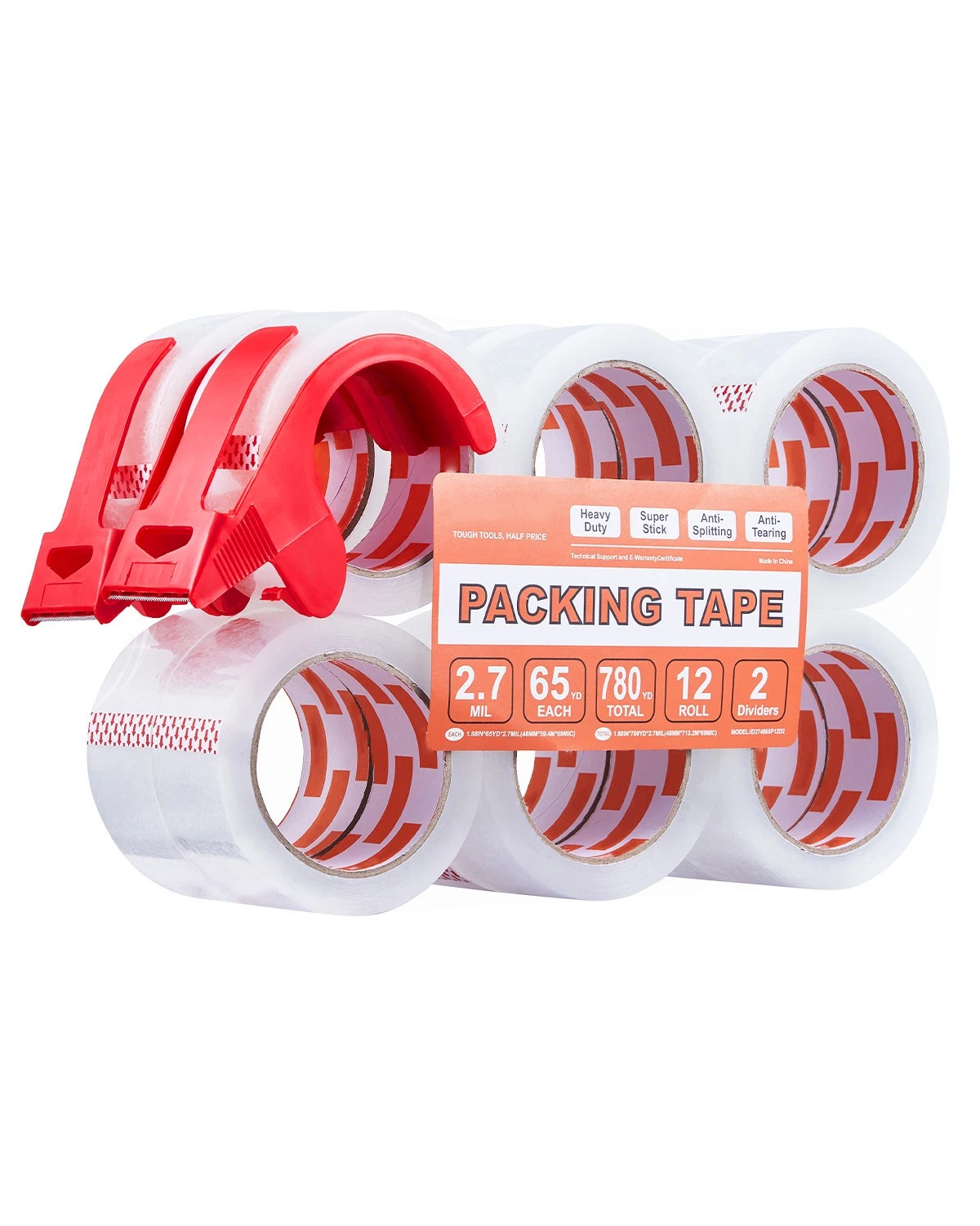 Clear Packing Tape 12 Rolls 65 Yards Clear Shipping Tape With Dispenser ...