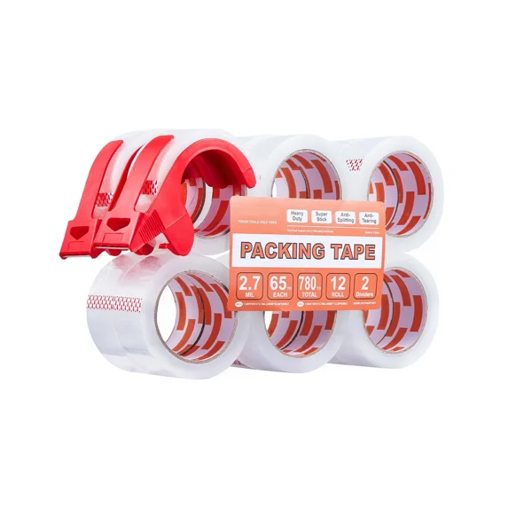 Clear Packing Tape 12 Rolls 65 Yards Clear Shipping Tape With Dispenser ...