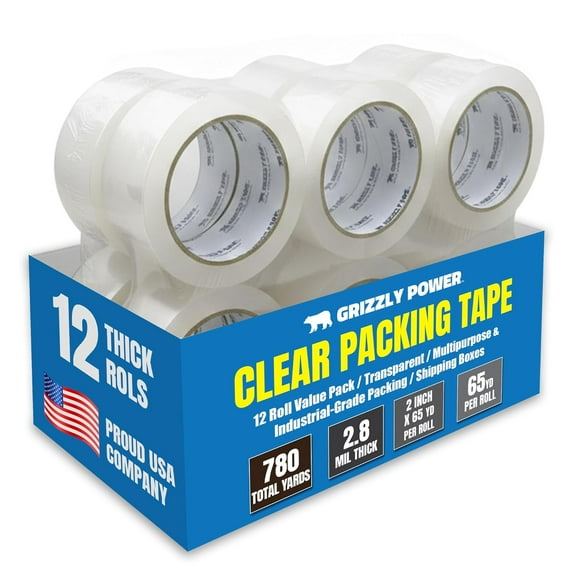 Clear Packing Tape (12 Rolls) | Heavy Duty (2 Inch x 65 Yards) 2.8mil ...