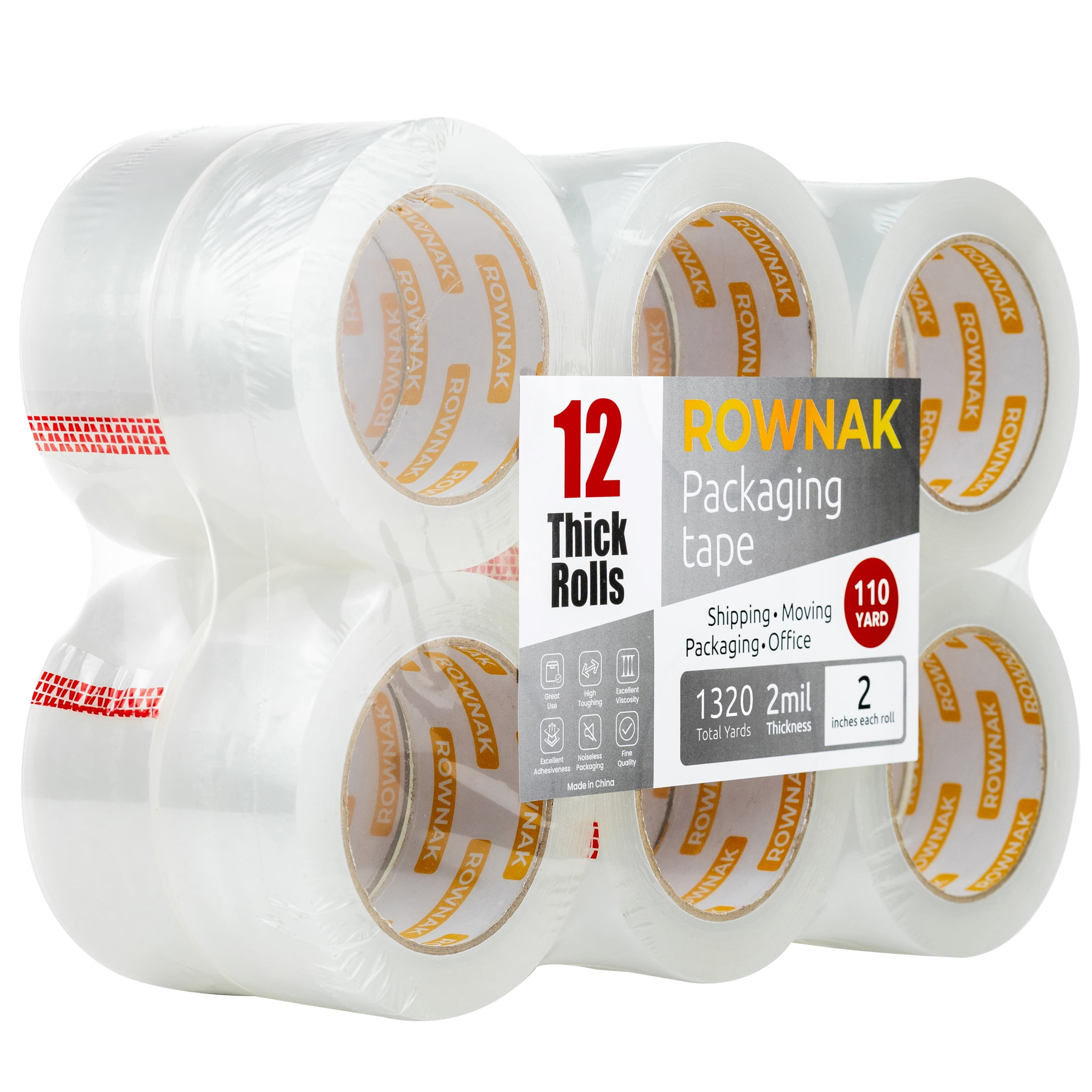 ROWNAK Clear Packing Tape (12 Rolls) - Heavy Duty Packaging Tape 2.0mil ...