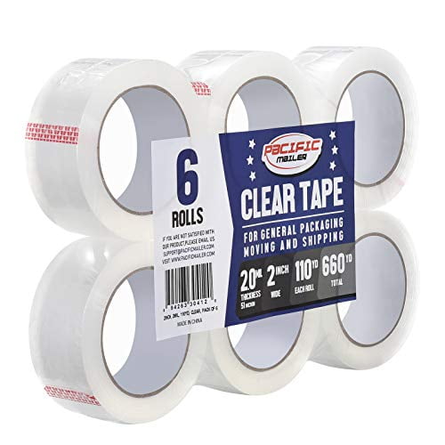 Clear Packing Tape, 2 Inch Wide, 2.0mil Thickness, 110 Yard Per Roll ...