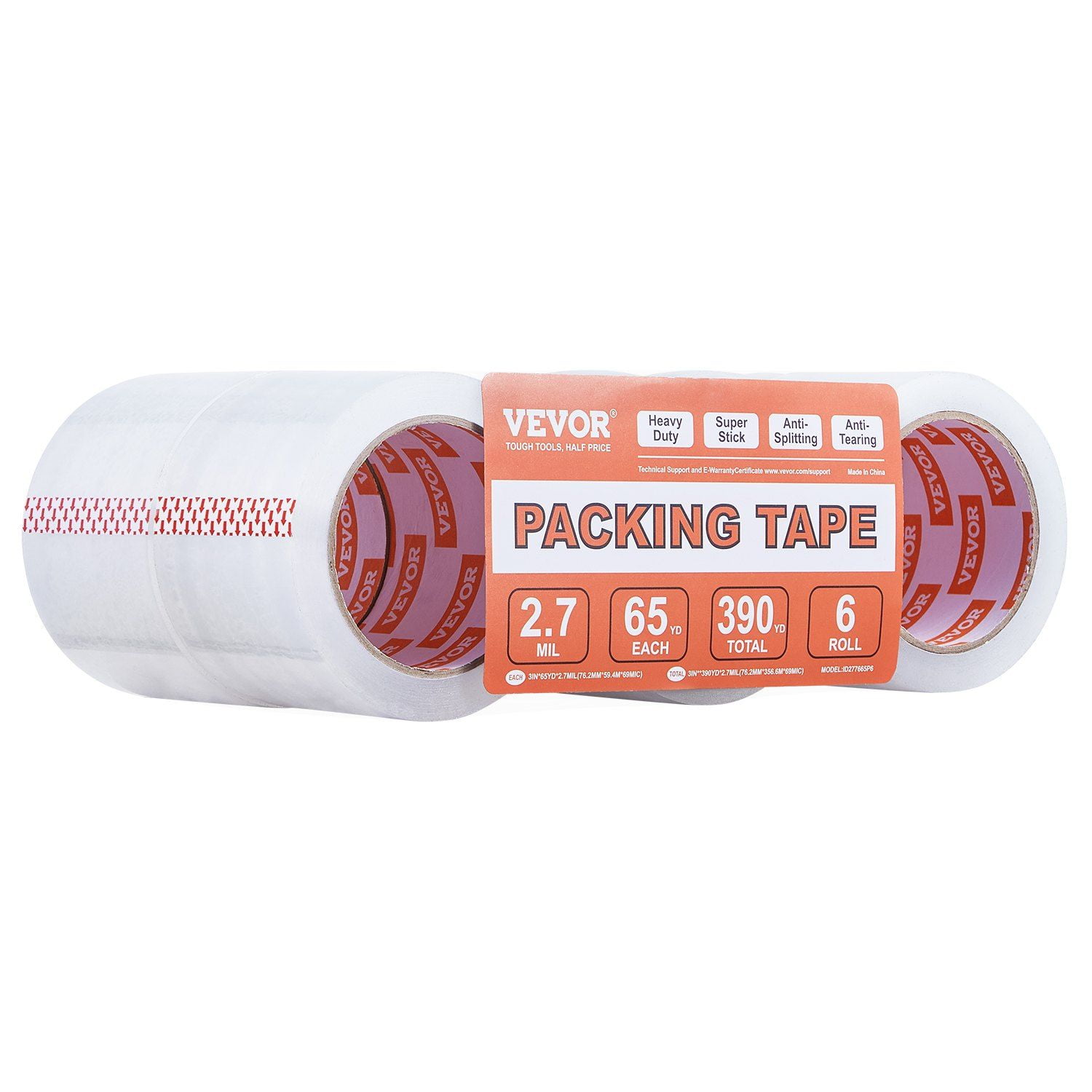 Clear Packing Tape 6 Rolls 65 Yards Heavy Duty Clear Packing Tapes 2.7 Mil No Dispensers 3 inch ...