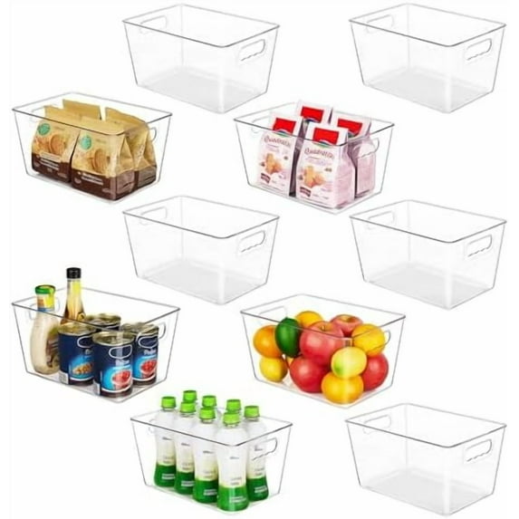 Clear Pantry Storage Organizer Bins, 10 Pack Plastic Food Storage Bins ...