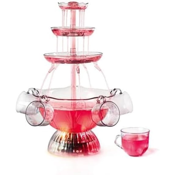 Clear Party Fountain with LED Lights 3-Tier Beverage Fountain Machine ...