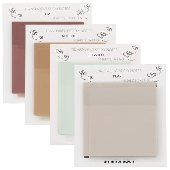 Clear Pastel Sticky Notes, 3x3 Inch 4 Packs Transparent Annotation Tabs ...