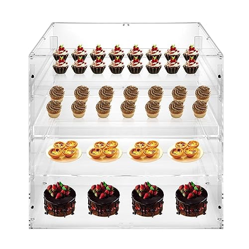 Clear Pastry Display Case Bread Box for Countertop, Transparent 3 Tier ...