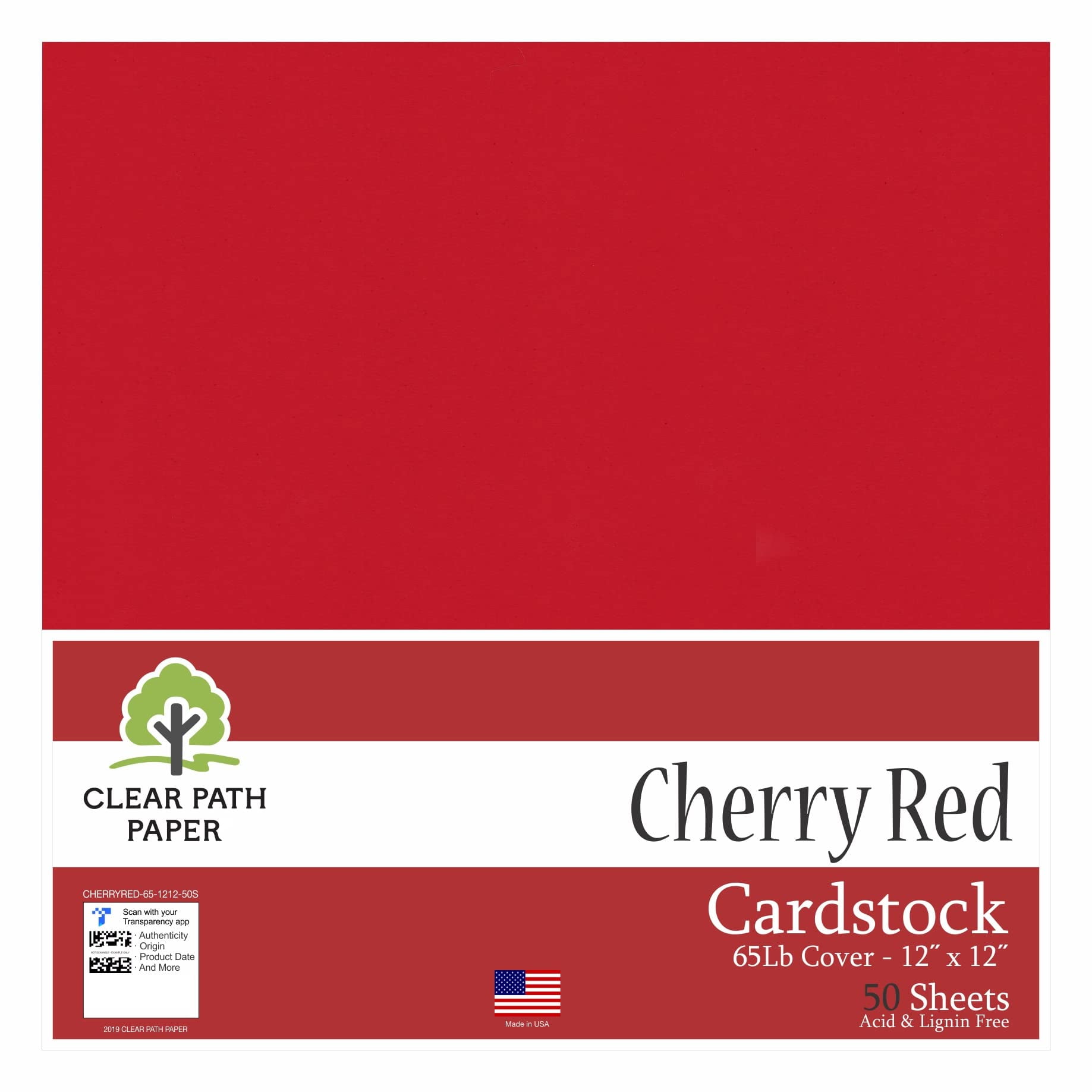 Clear Path Paper Cherry MMF7 Red Cardstock - 12 x 12 inch - 65Lb Cover ...