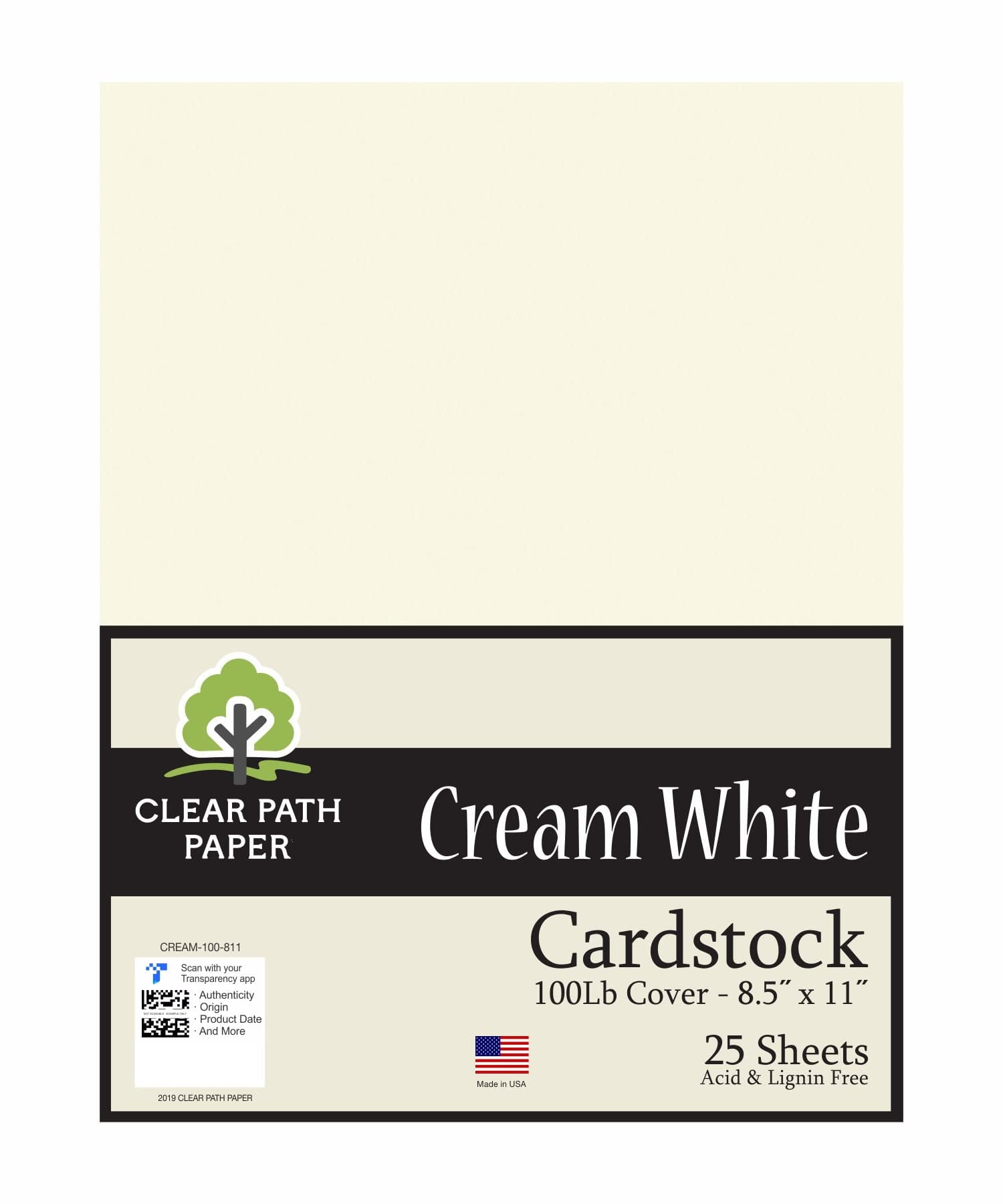 Clear Path Paper Cream SSF20 White Cardstock - 8.5 x 11 inch - 100Lb ...