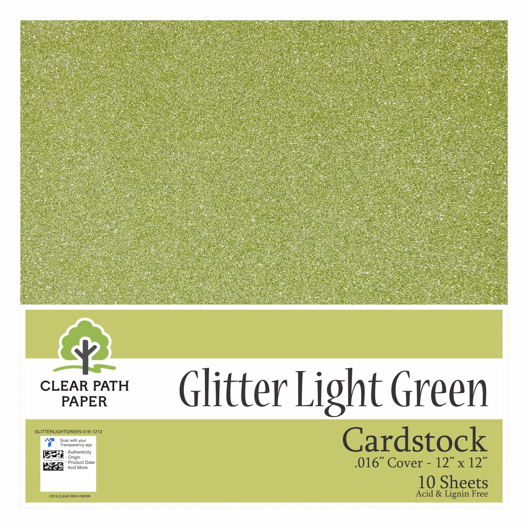 Clear Path Paper - Glitter Light Green Cardstock - 12 x 12 inch - .016 ...