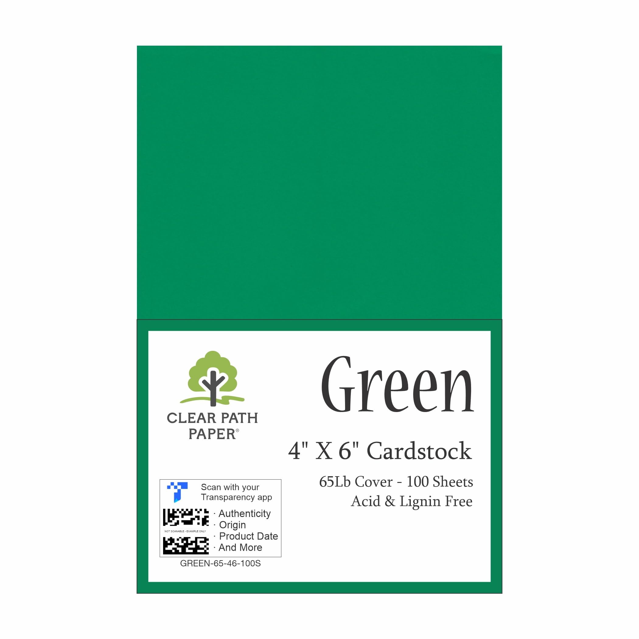Clear Path Paper Green IFF17 Cardstock - 4 x 6 inch - 65Lb Cover - 100 ...