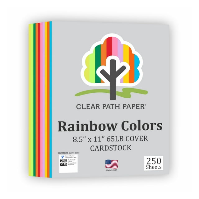 Clear Path Paper Mixed OIF8 Rainbow Cardstock - 65Lb Cover - 8.5 x 11 ...