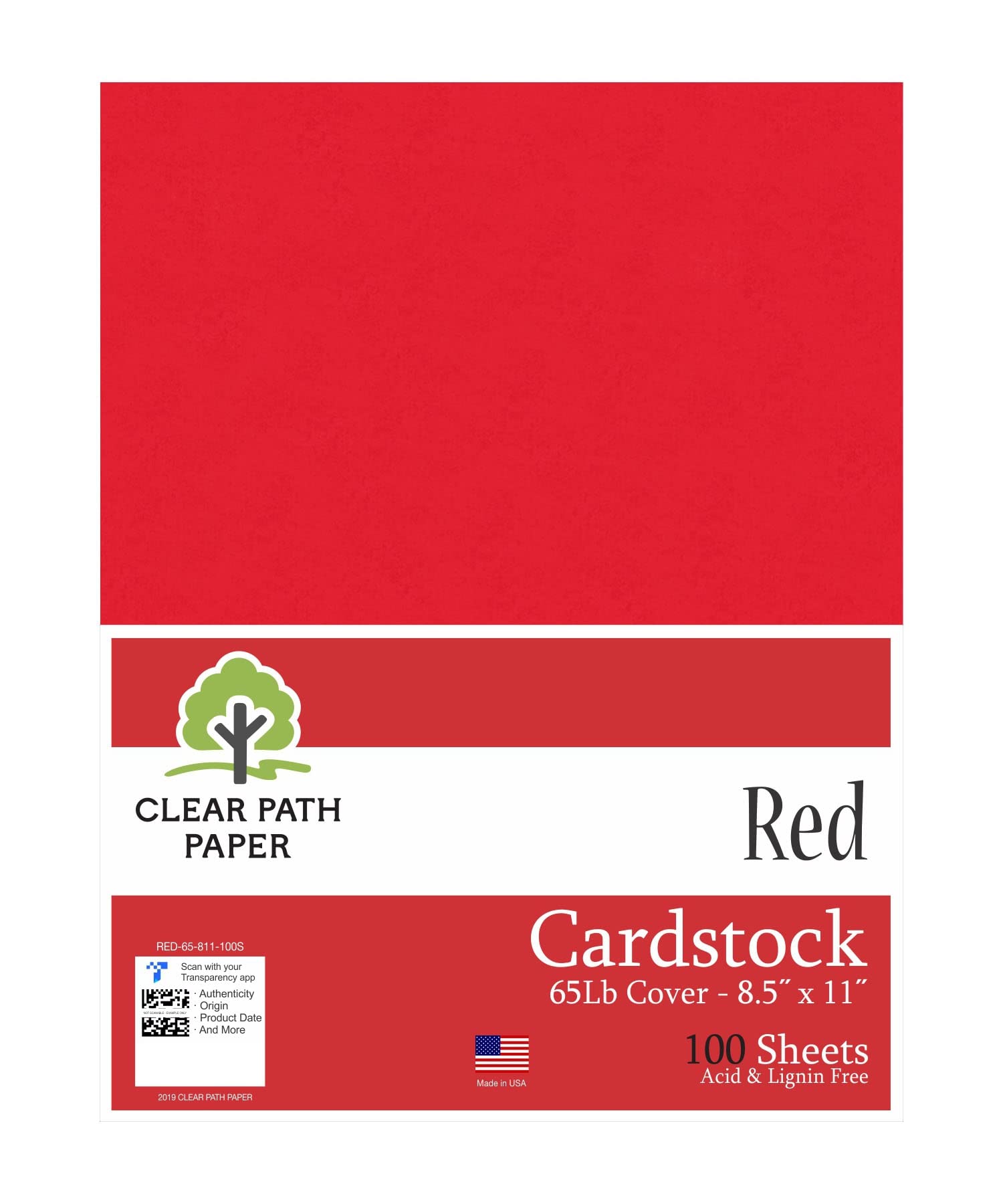 Clear Path Paper - SSF20 Red Cardstock - 8.5 x 11 inch - 65Lb Cover ...