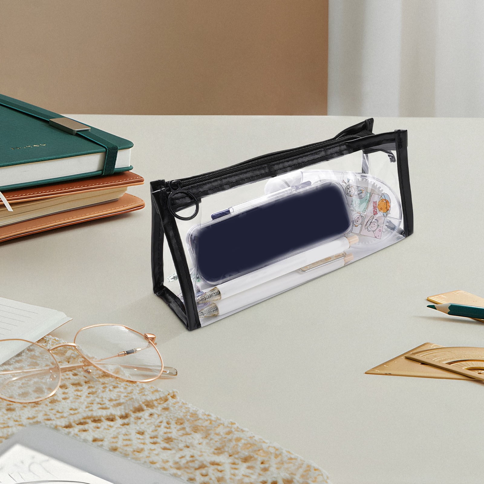 Clear Pencil Bag with Multiple Compartments for Stationery, Cosmetics ...