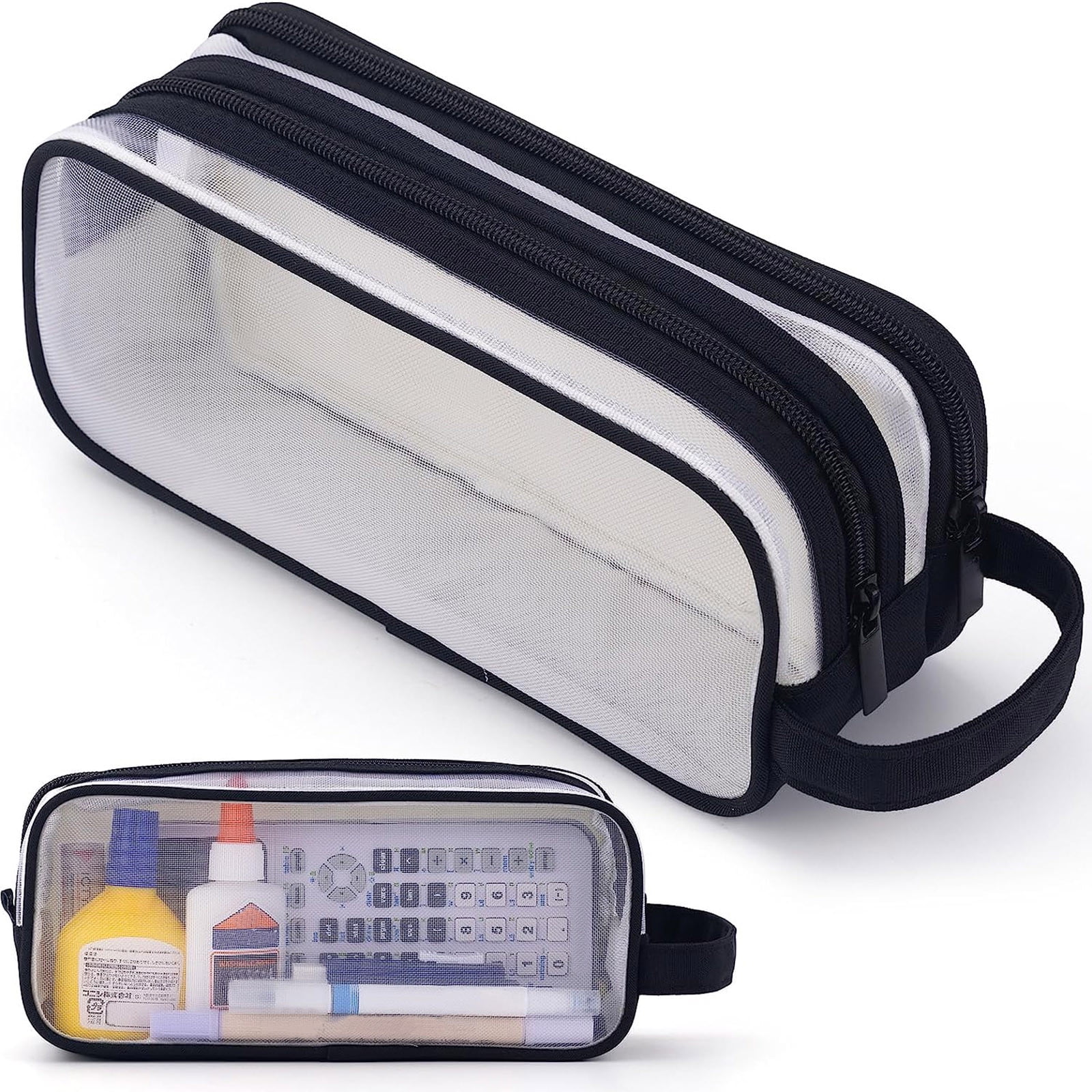 Clear Pencil Pouch, PVC Zipper Pencil Bag, Mesh Zipper Pouch, Large ...