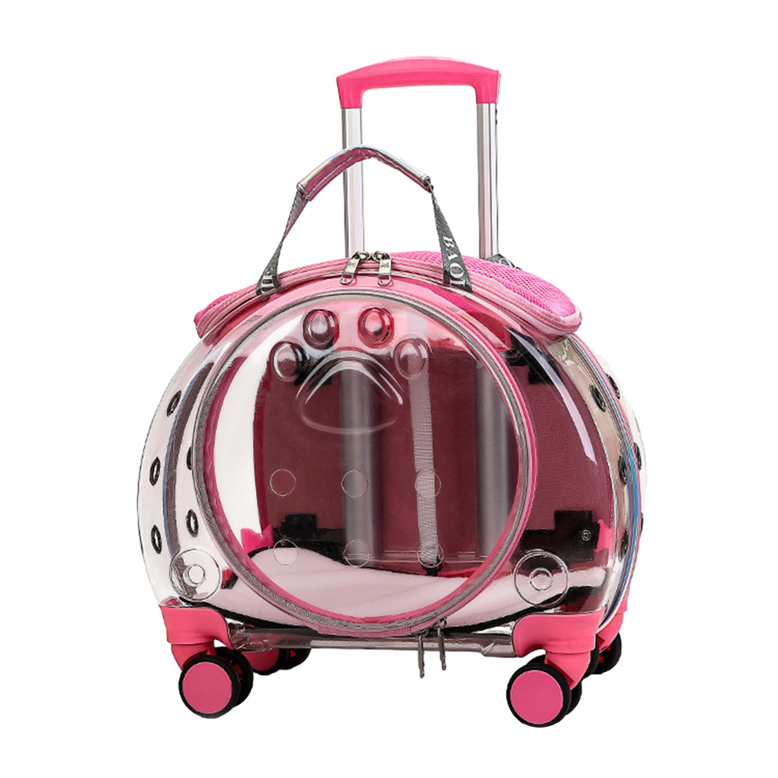 Clear Pet Carrier Trolley Case with Ventilation, Portable Cat & Dog ...