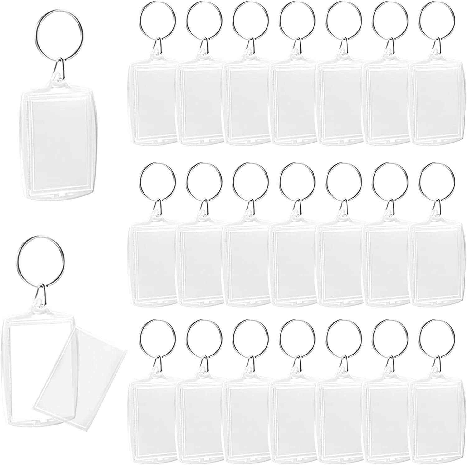 Clear Photo Keychain 30 Sets 1.2x1.8 Acrylic Blank Keychian Two Sides ...