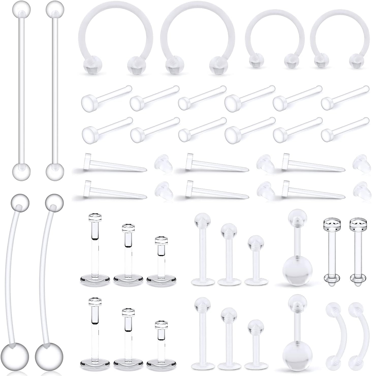 Clear Piercing Retainers For Surgery Bioflex Nose Rings Pregnancy Belly ...