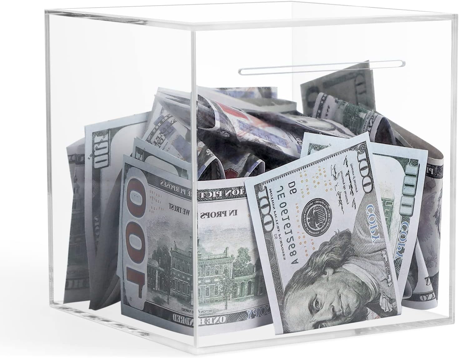 Clear Piggy Bank, 4.7" Clear Acrylic Piggy Bank for Adults, Unopenable ...