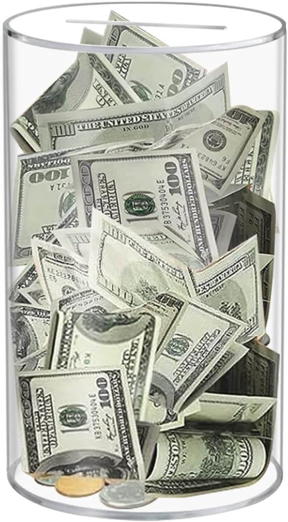 Clear Piggy Bank for Adults Kids, Transparent Money Bank for Cash ...