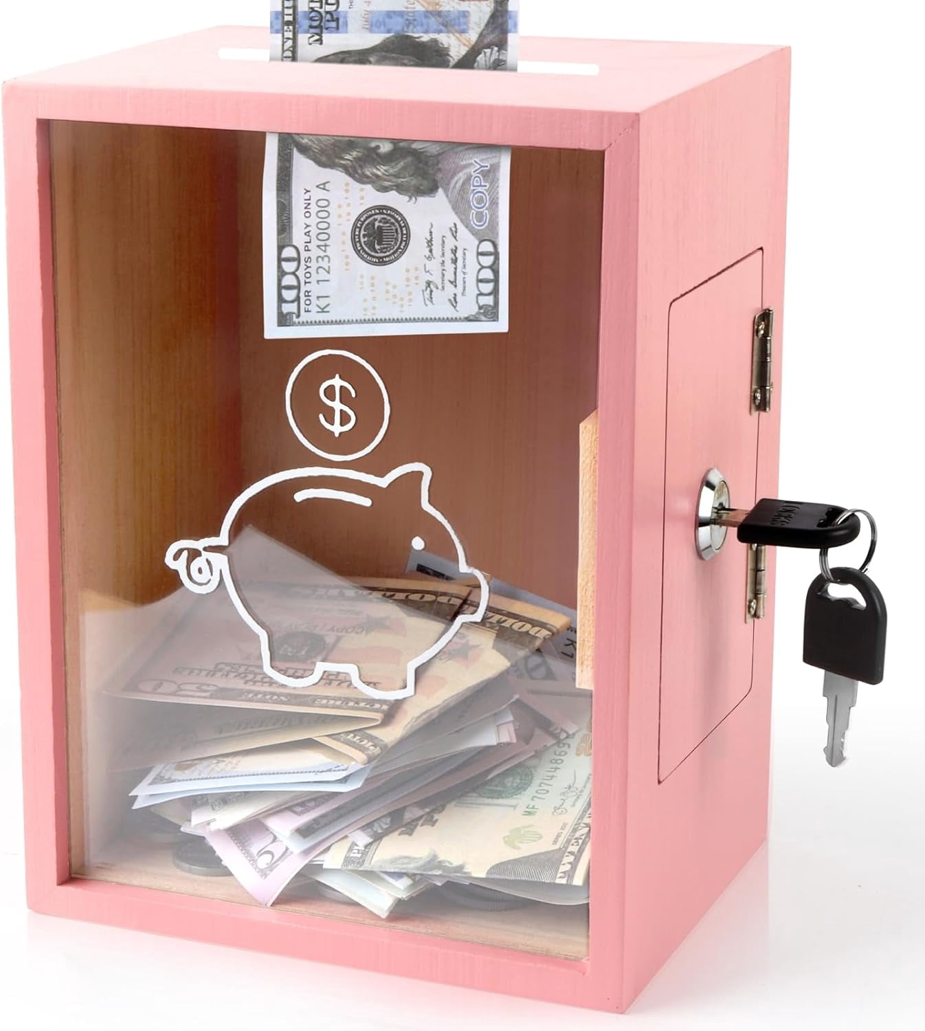 Clear Piggy Bank with Lock, Large Money Saving Jar Money Bank Box ...