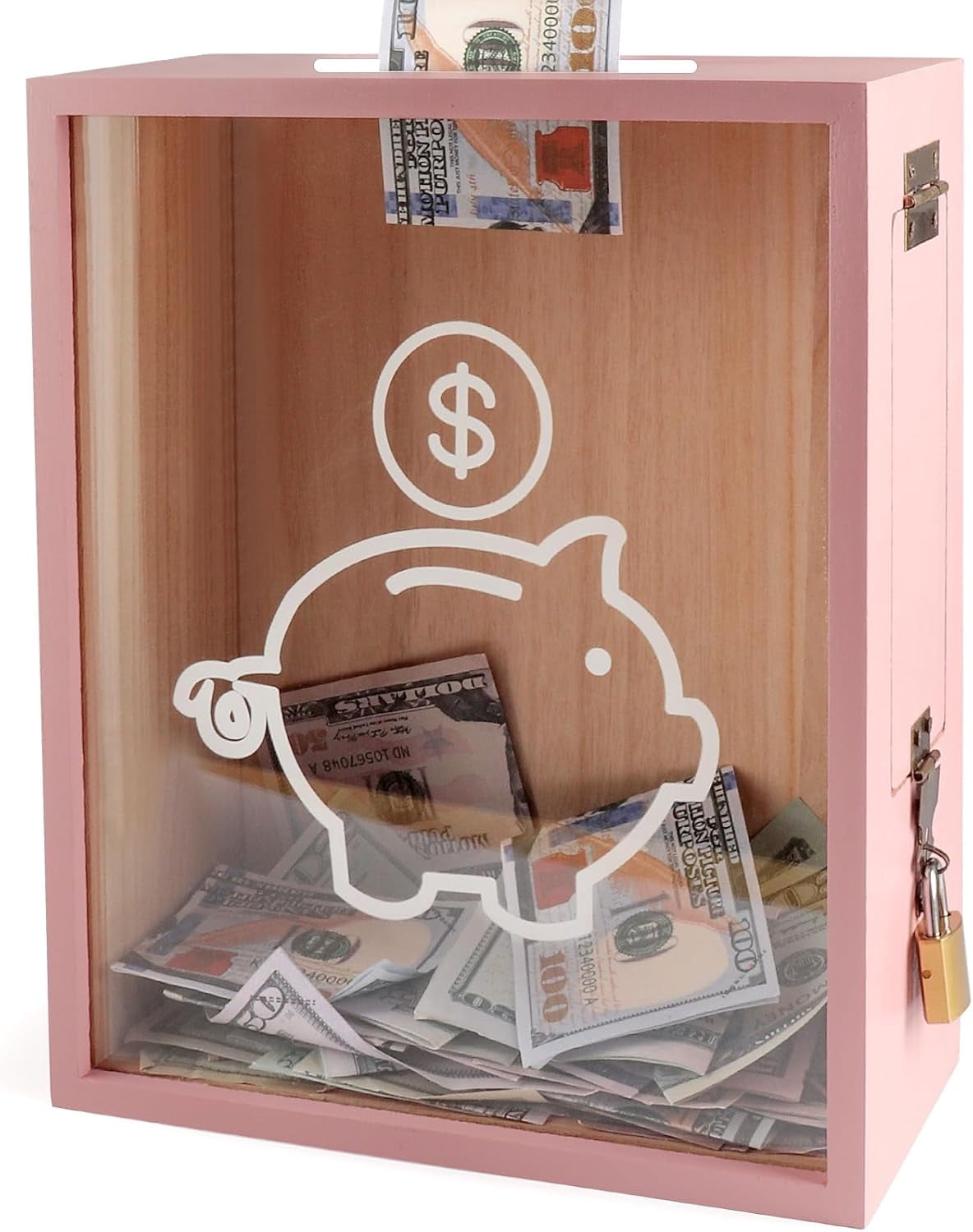Clear Piggy Bank with Lock, Large Money Saving Money Bank Box Container ...