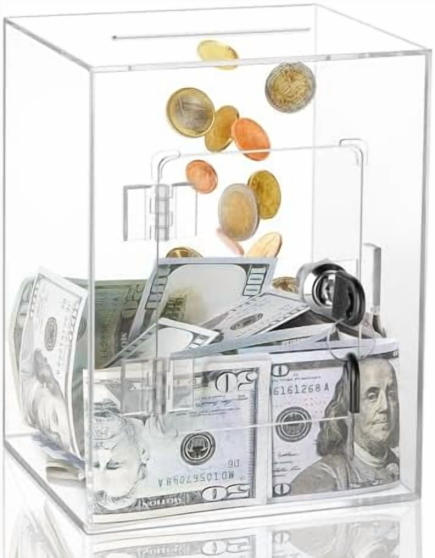 Clear Piggy Bank for Adults Kids, Large Acrylic Money Saving Box with ...
