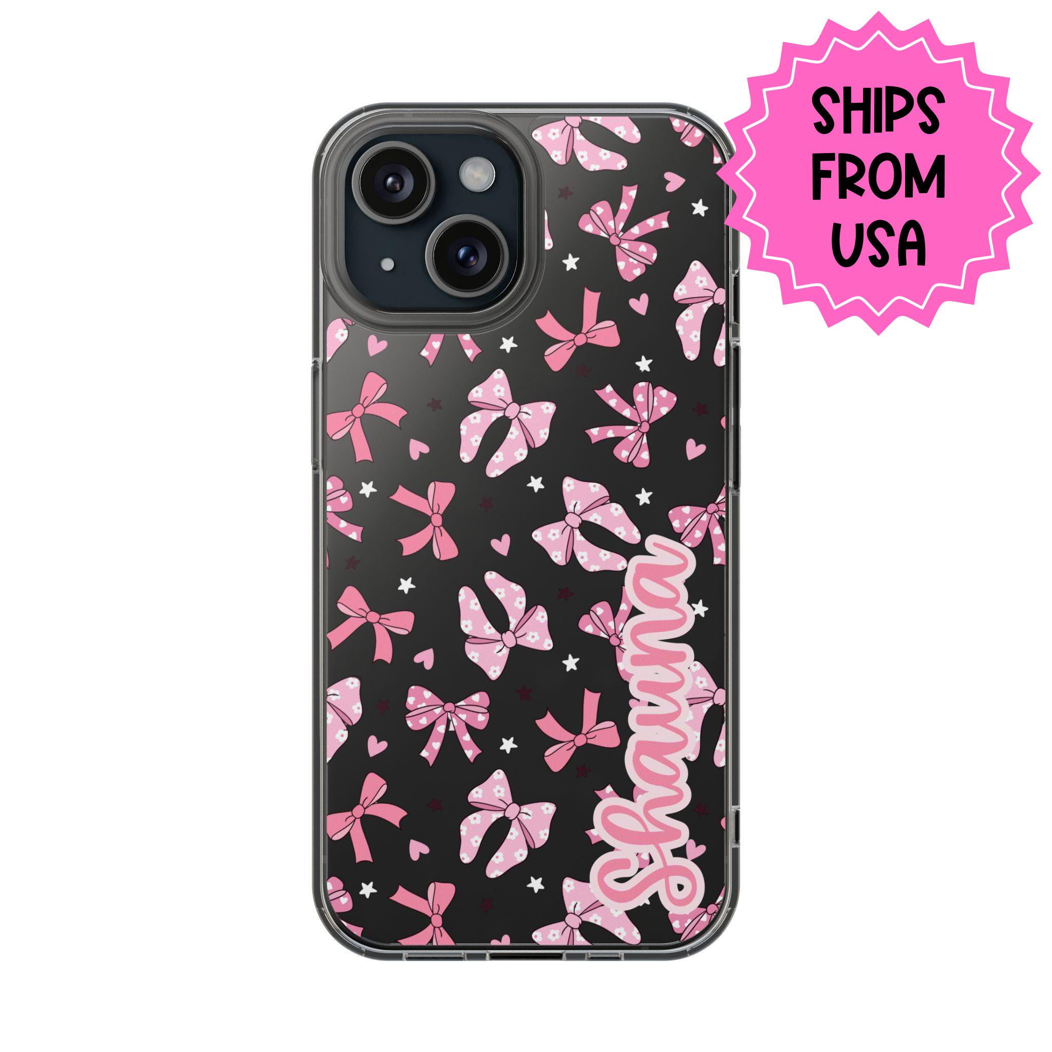 Clear Pink Bow Case for iPhone Samsung Transparent Ribbon - Walmart.com