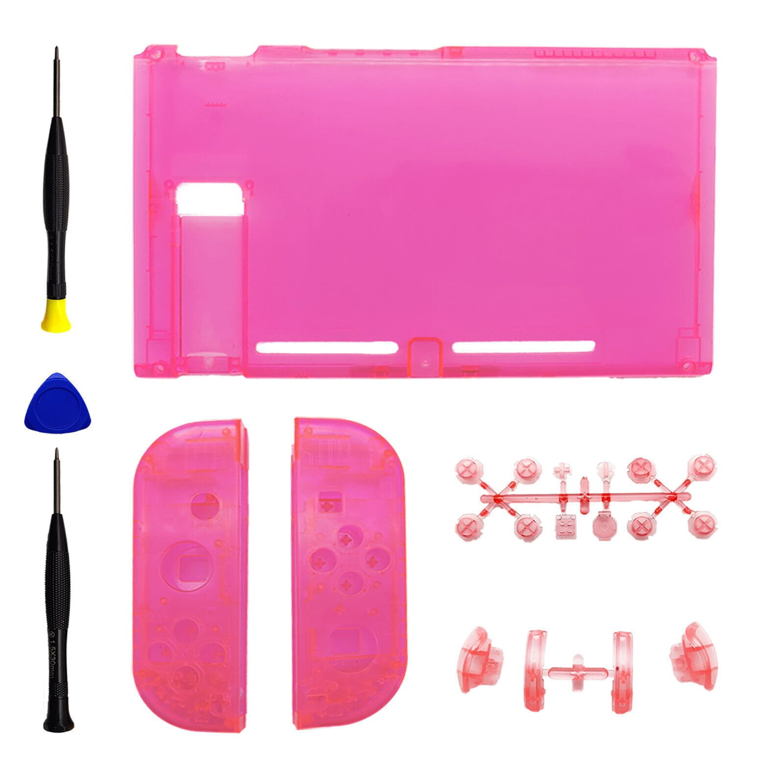 Clear Pink Full Set Housing Shell Case With Buttons for Nintendo Switch ...