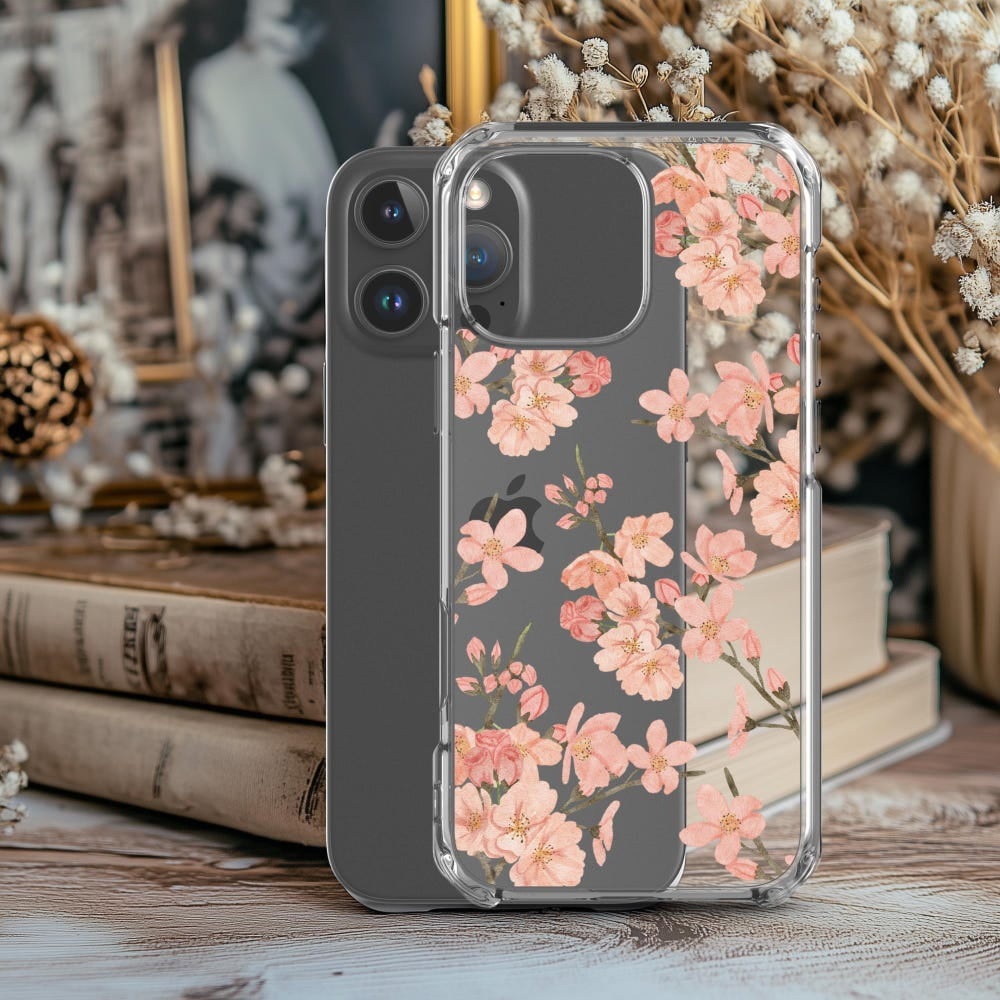 Clear Pink Japanese Cherry Blossom Sakura Phone Case 17 16 15 14 13 12 ...