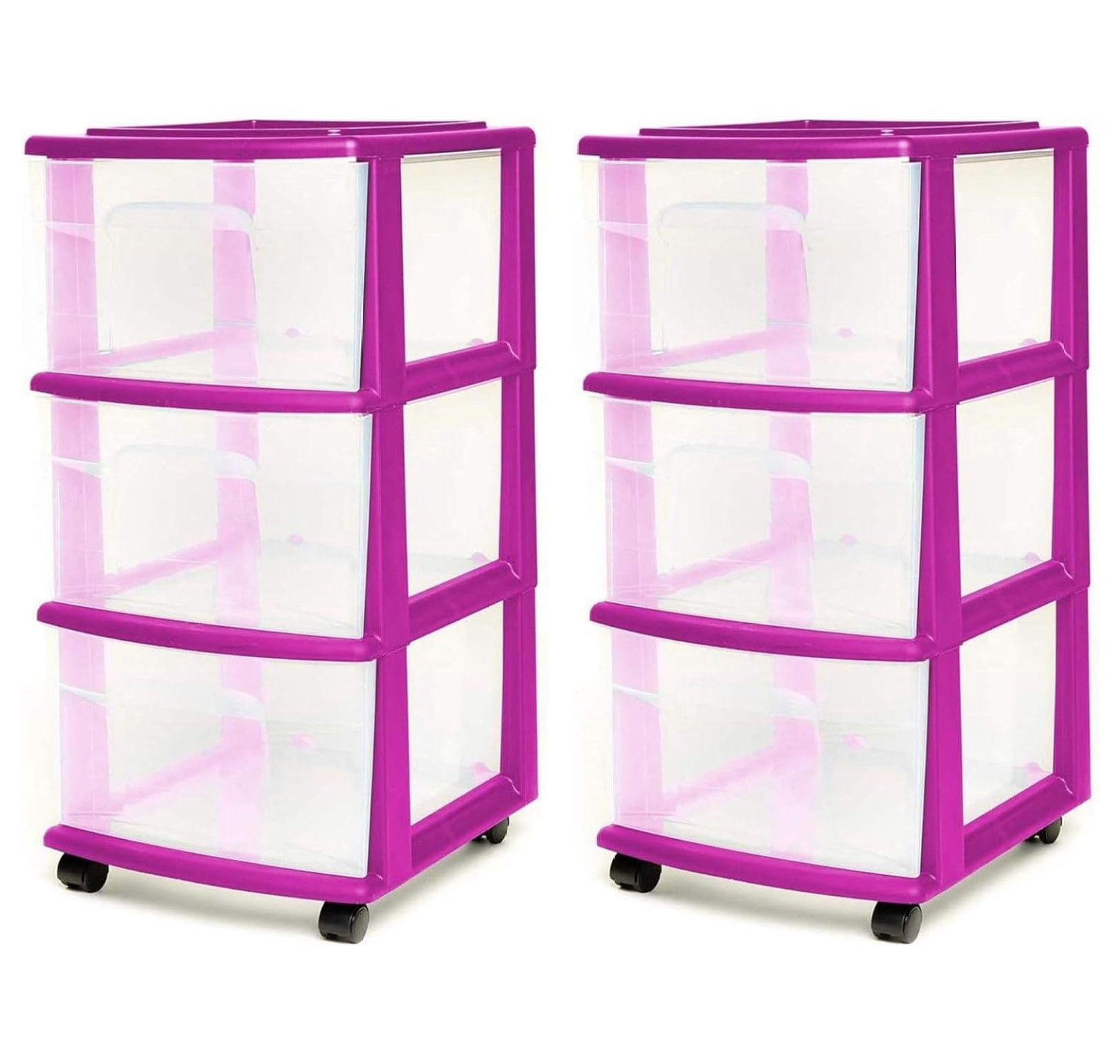 Clear Plastic 3 Drawer Medium Home Organization Storage Container Tower ...