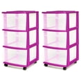 Clear Plastic 3 Drawer Medium Home Organization Storage Container Tower ...