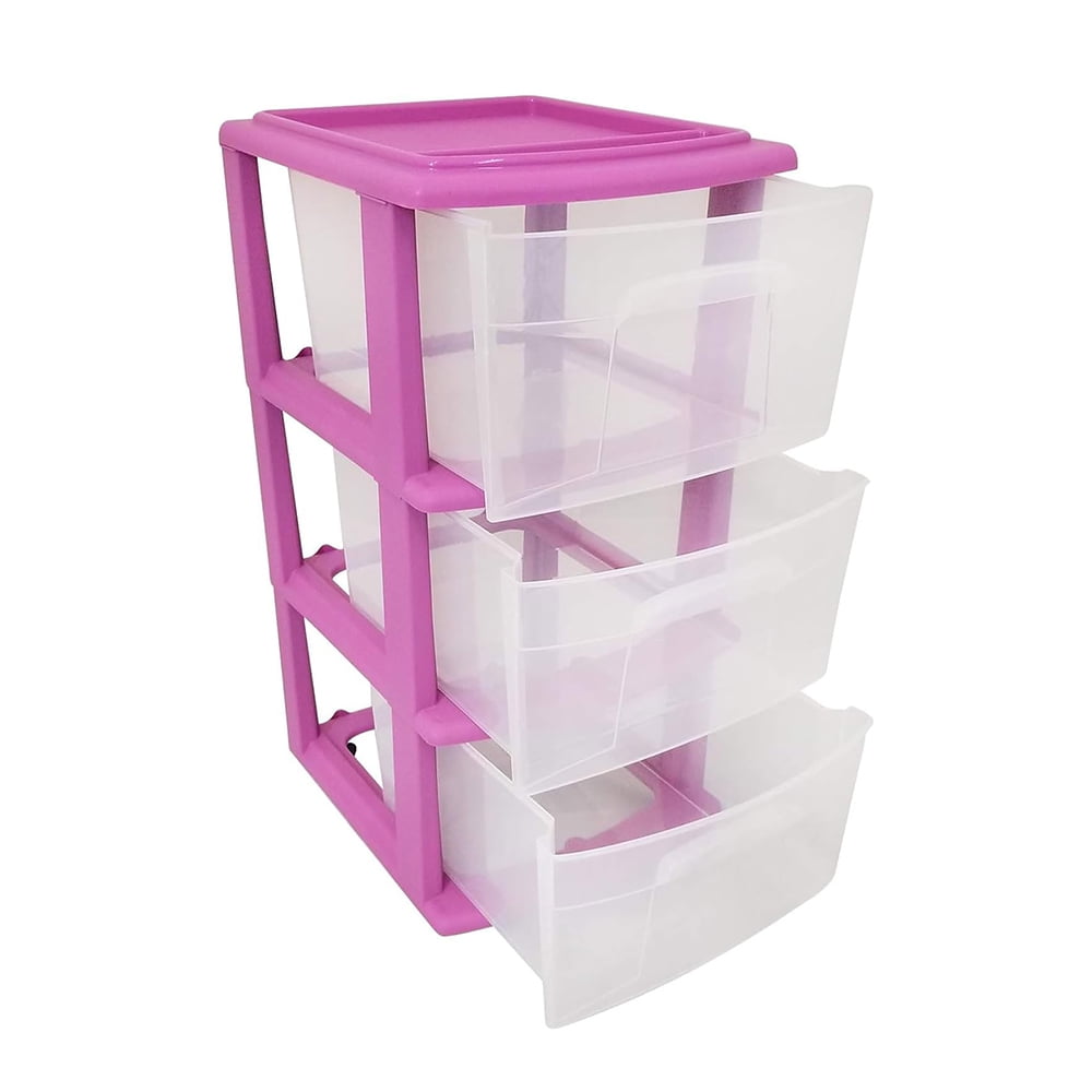 Clear Plastic 3 Drawer Medium Home Organization Storage Container Tower ...