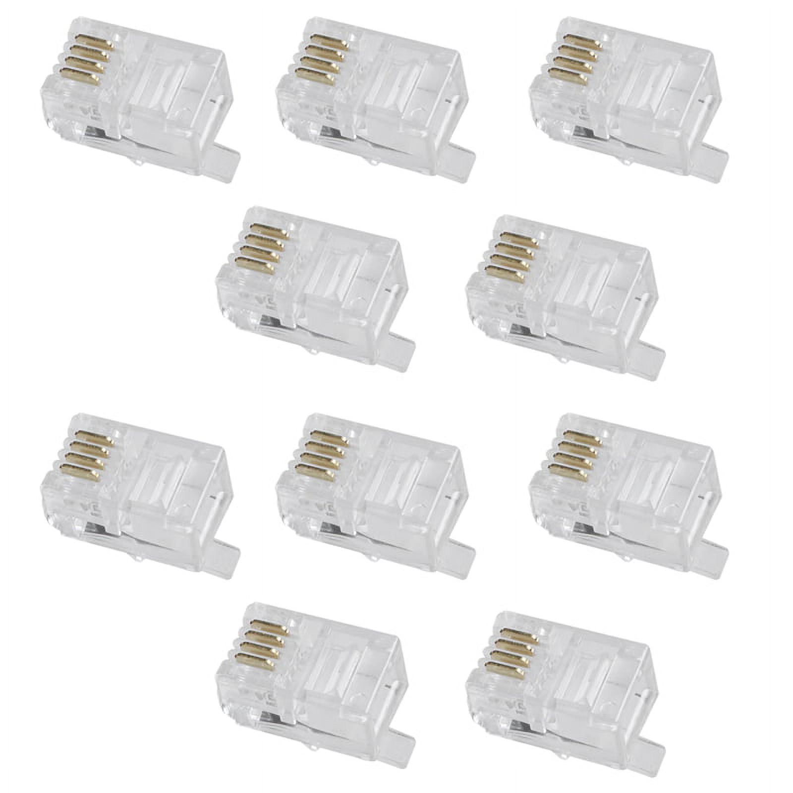 Clear Plastic 300 Pcs 4P4C Connector RJ9 Phone Adapter - Walmart.com
