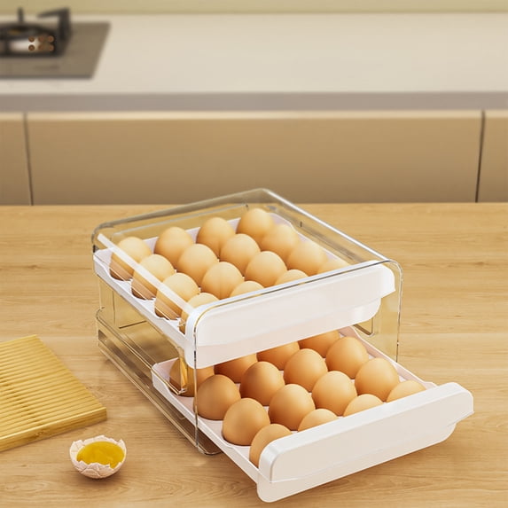 Clear Plastic 32-Compartment Egg Storage Container - Durable Fridge ...