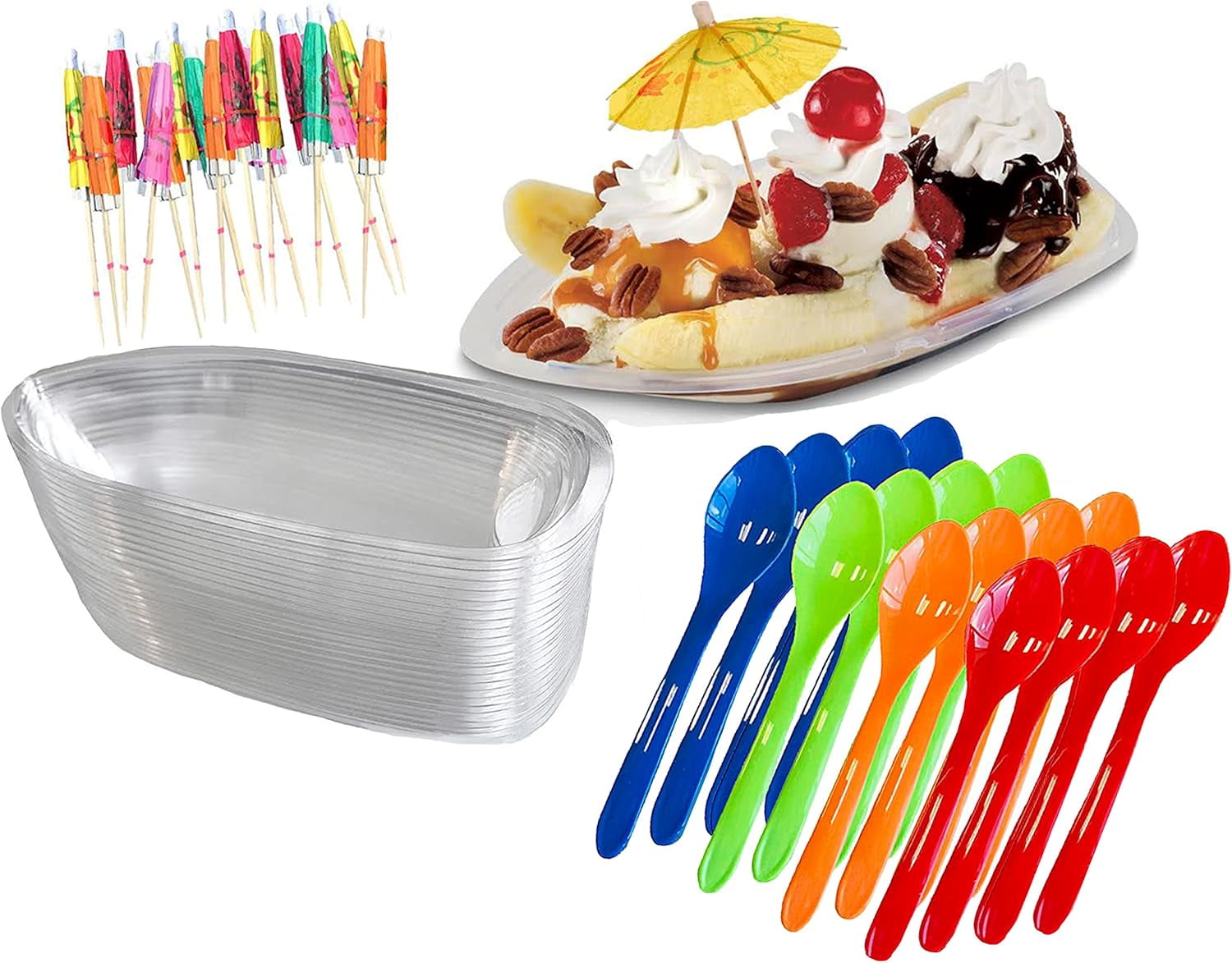 Clear Plastic Banana Split Boats 12 oz.Disposable Dish - Paper ...