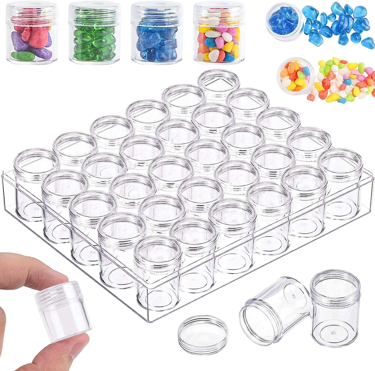 Clear Plastic Beads Storage Containers with Lids, 30 Jars, for Diamond ...