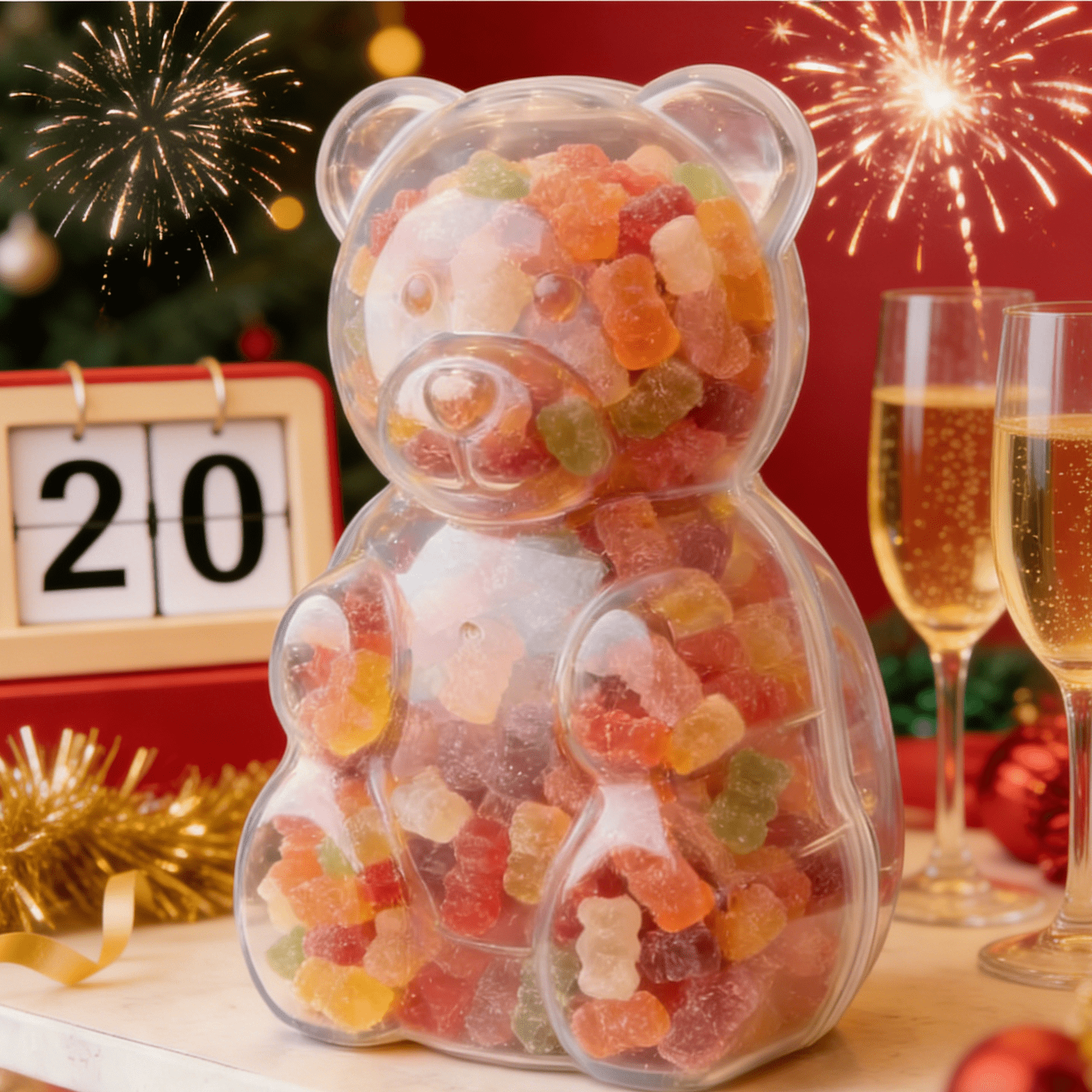Clear Plastic Bear Shaped Storage Box - 16inch Cute Gummy Bear ...