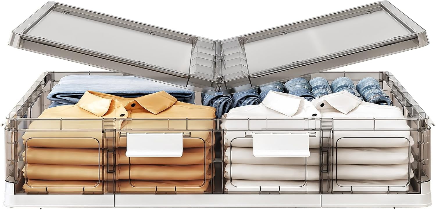 Clear Plastic Under Bed Storage Containers Bins with Lids and 8 Pre ...