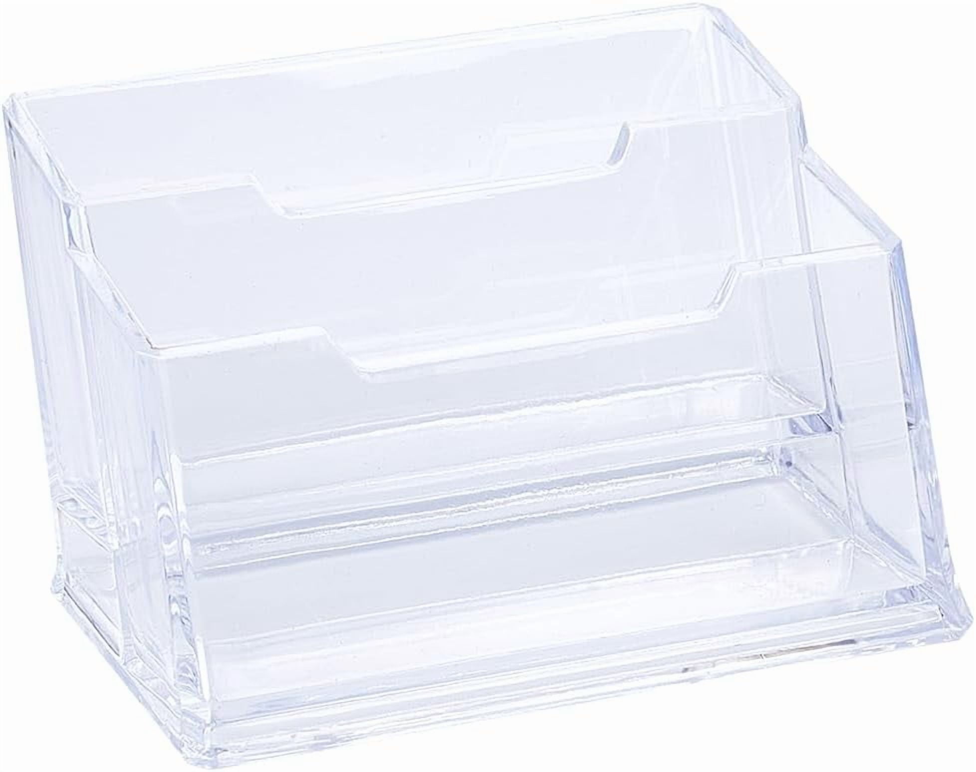 Clear Plastic Business Card Holder Trapezoid Desktop Cards Display ...