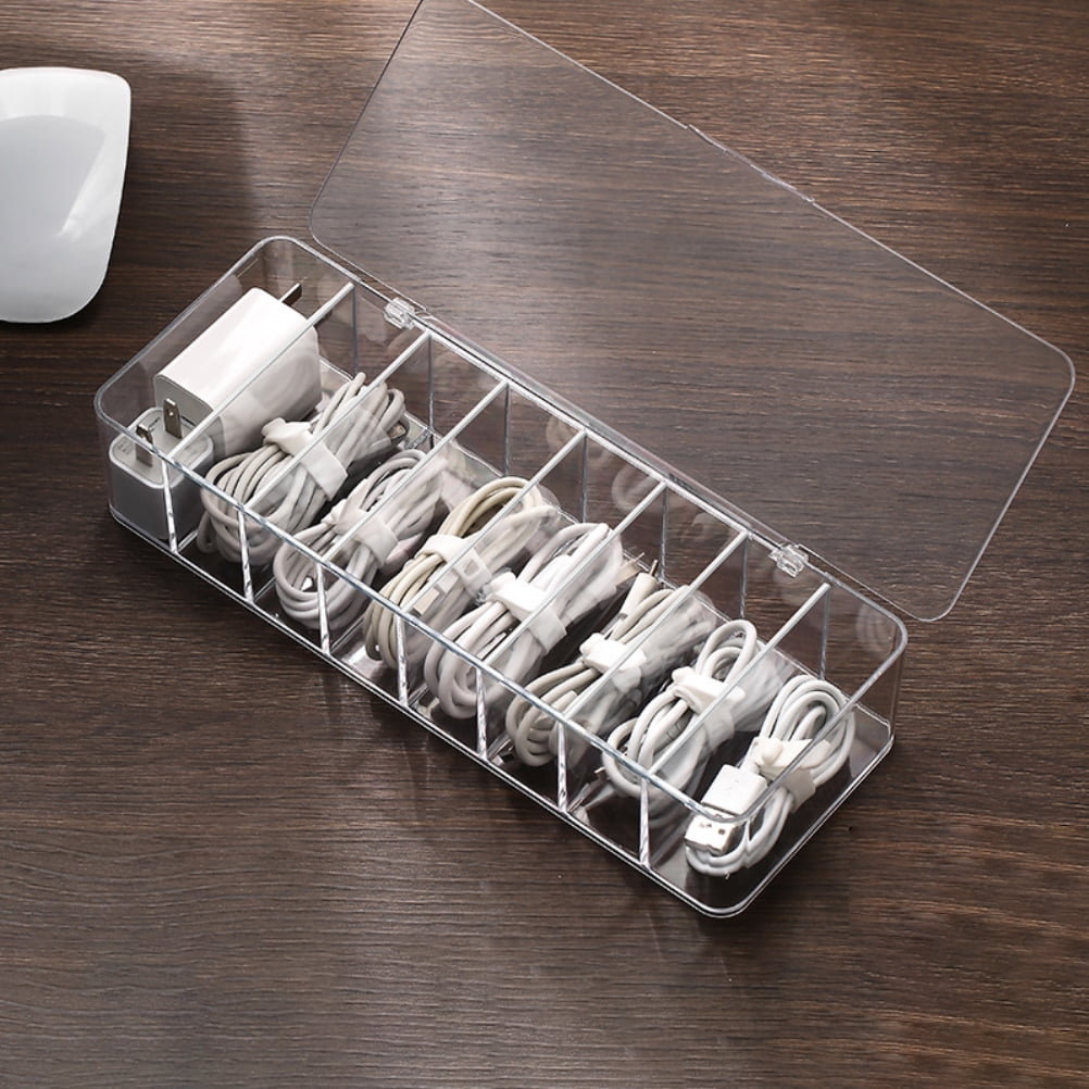 Clear Plastic Cable Storage Box - 8 Grid Organizer for Data Cables ...