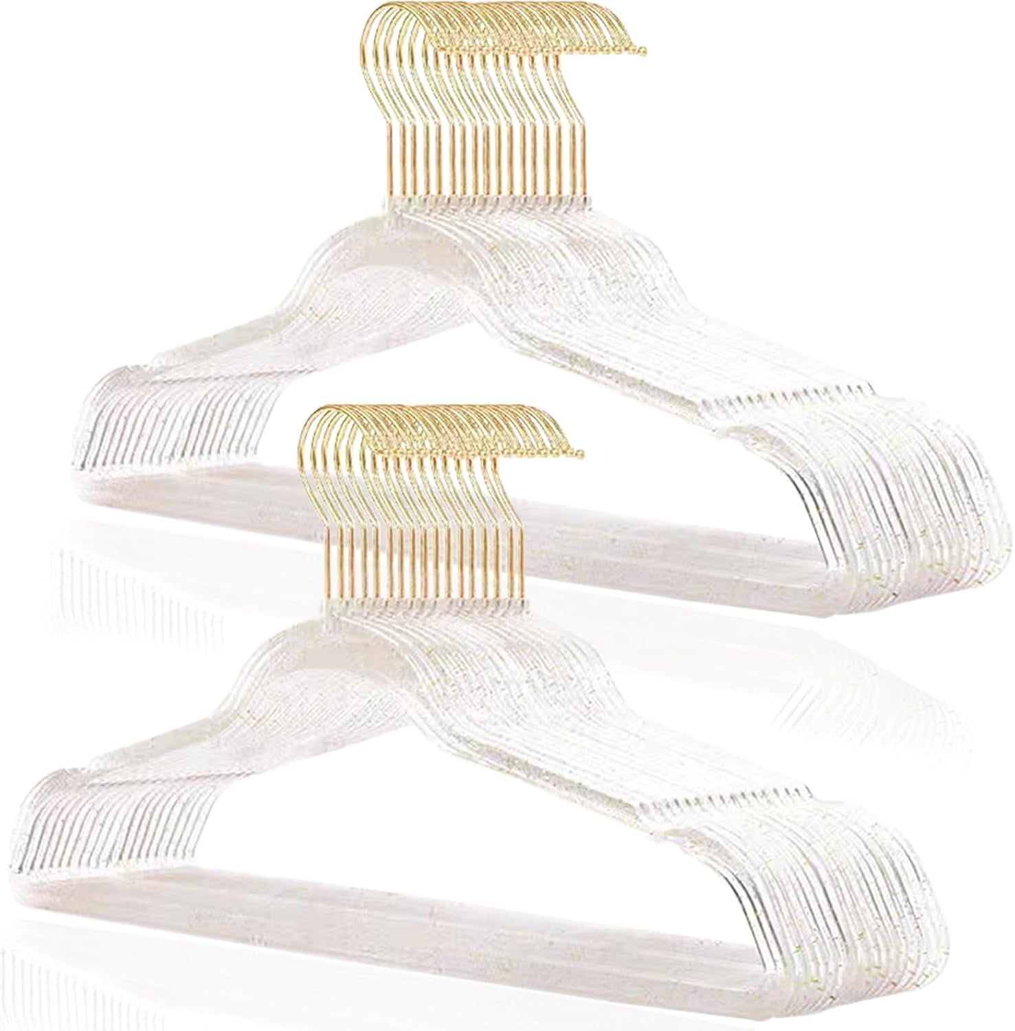 Clear Plastic Clothes Hangers, 16 Inch, 40-Pack, Swivel Hook, Notched ...
