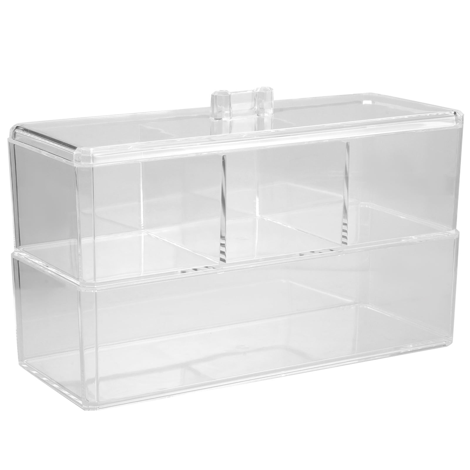 Clear Container Cotton Rounds Holder Makeup Organizer Box Brush Case ...