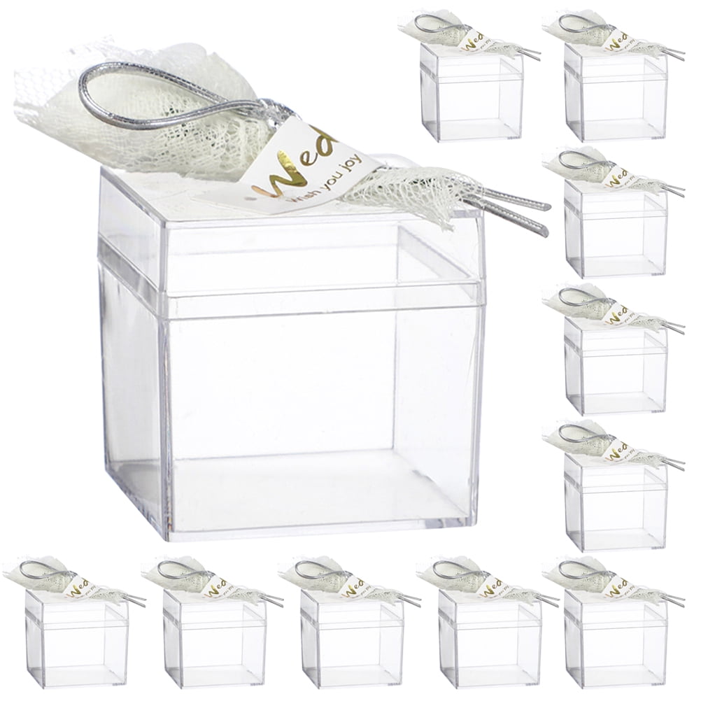 Clear Plastic Cube Gift Boxes for Candy, Chocolate, Jewelry & Macarons ...
