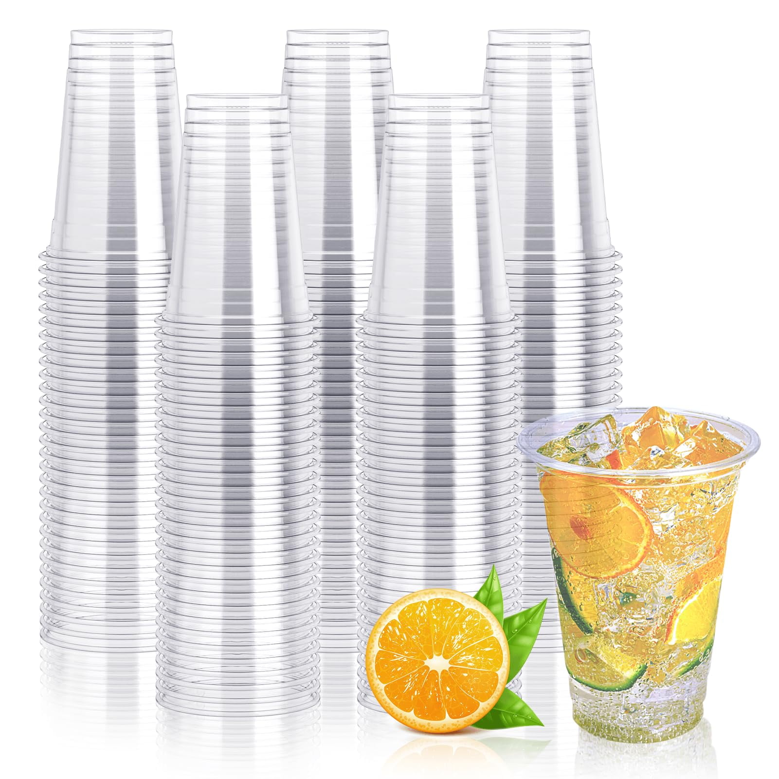 Clear Plastic Cups 100 Pack 20 oz Disposable Cups for Cold Beverages ...