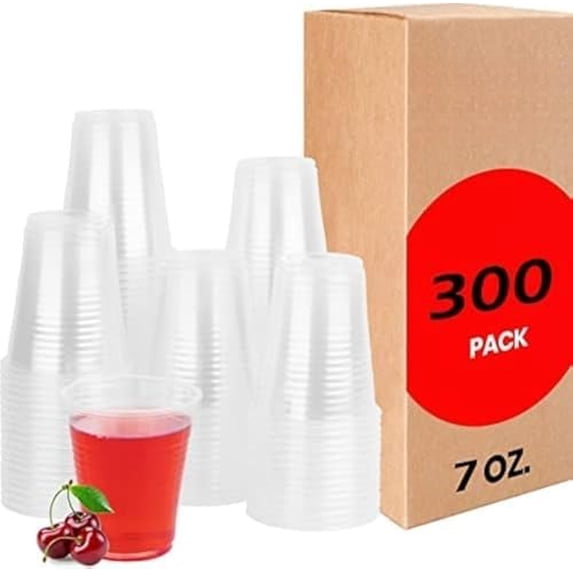 Clear Plastic Cups, 7 oz, 300 Count Disposable Drinkware, Portion for ...