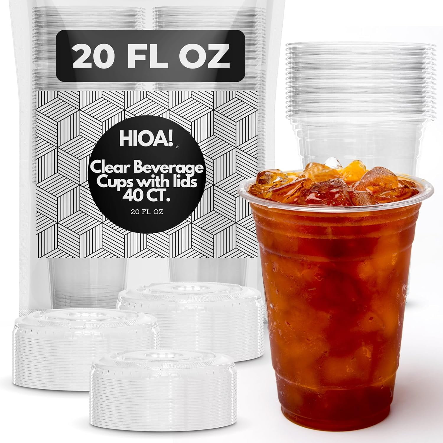 Clear Plastic Cups with Lids | For Iced Coffee, Smoothies, & Cold ...