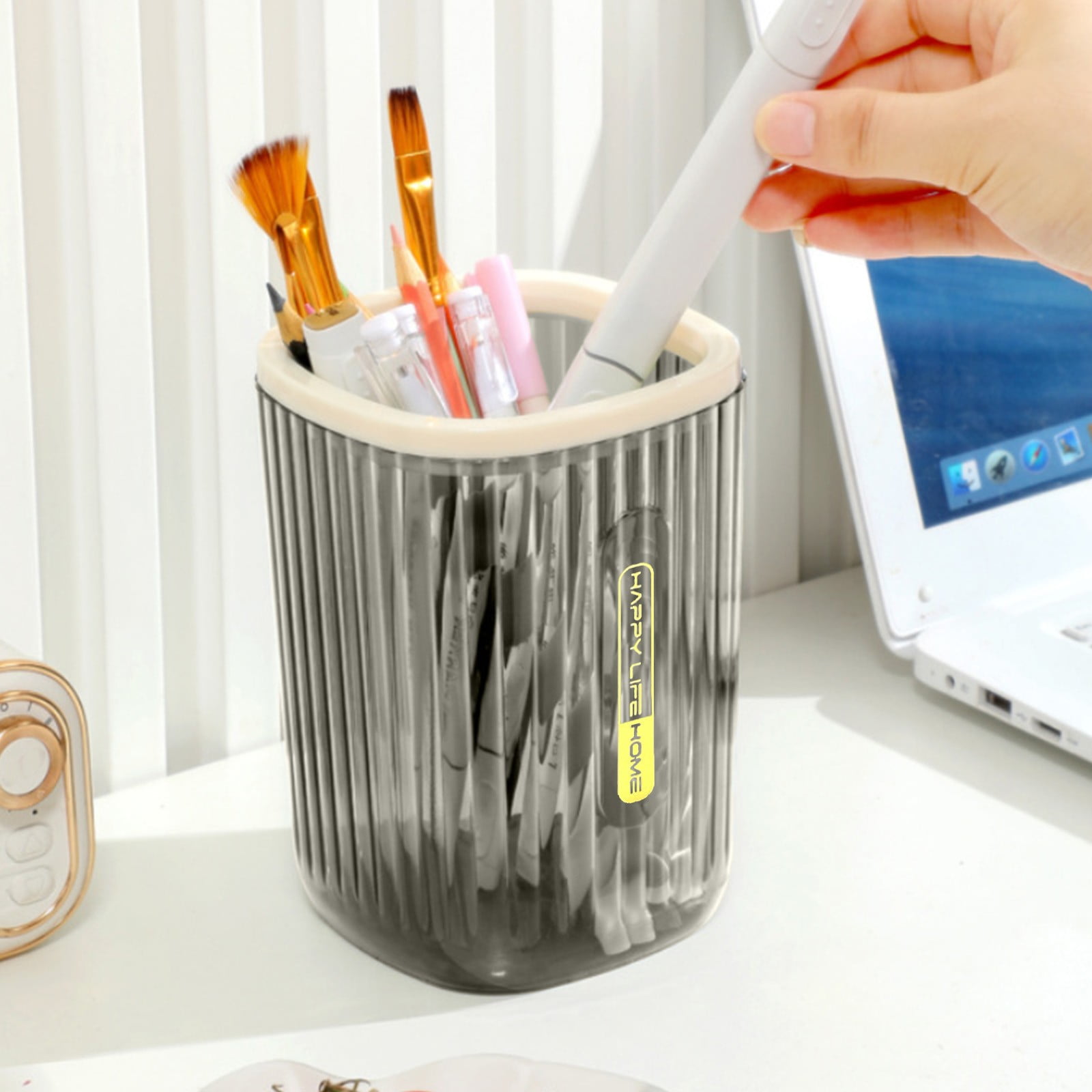 Clear Plastic Desktop Trash Can | Press Ring Design | Mini Office ...