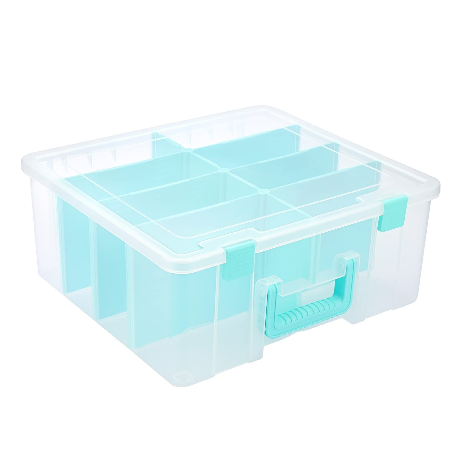 Clear Plastic Dividing Storage Box with 4 Compartments Adjustable ...